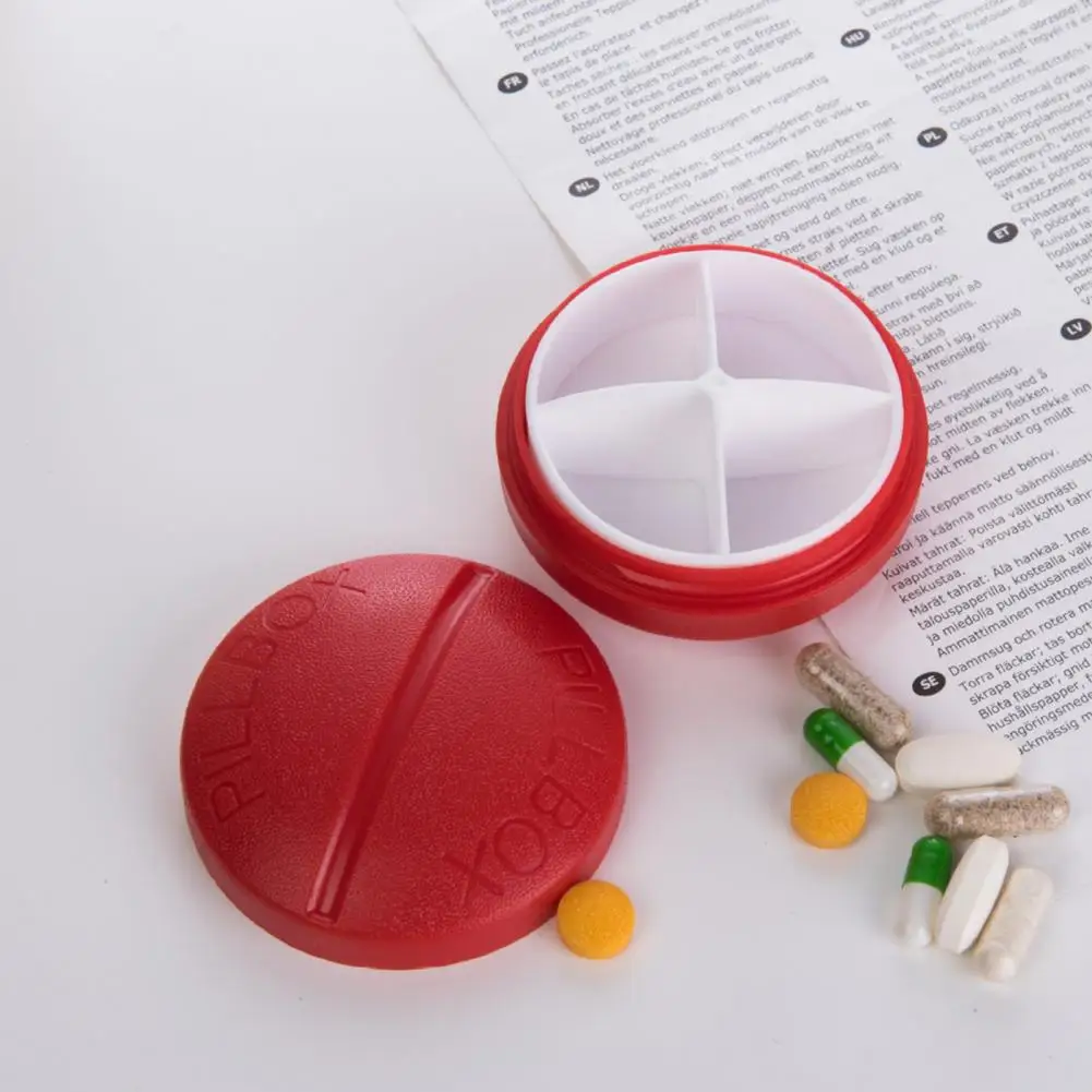 La couleur verte Boîte à pilules ronde 4 compartiments. Portable ...