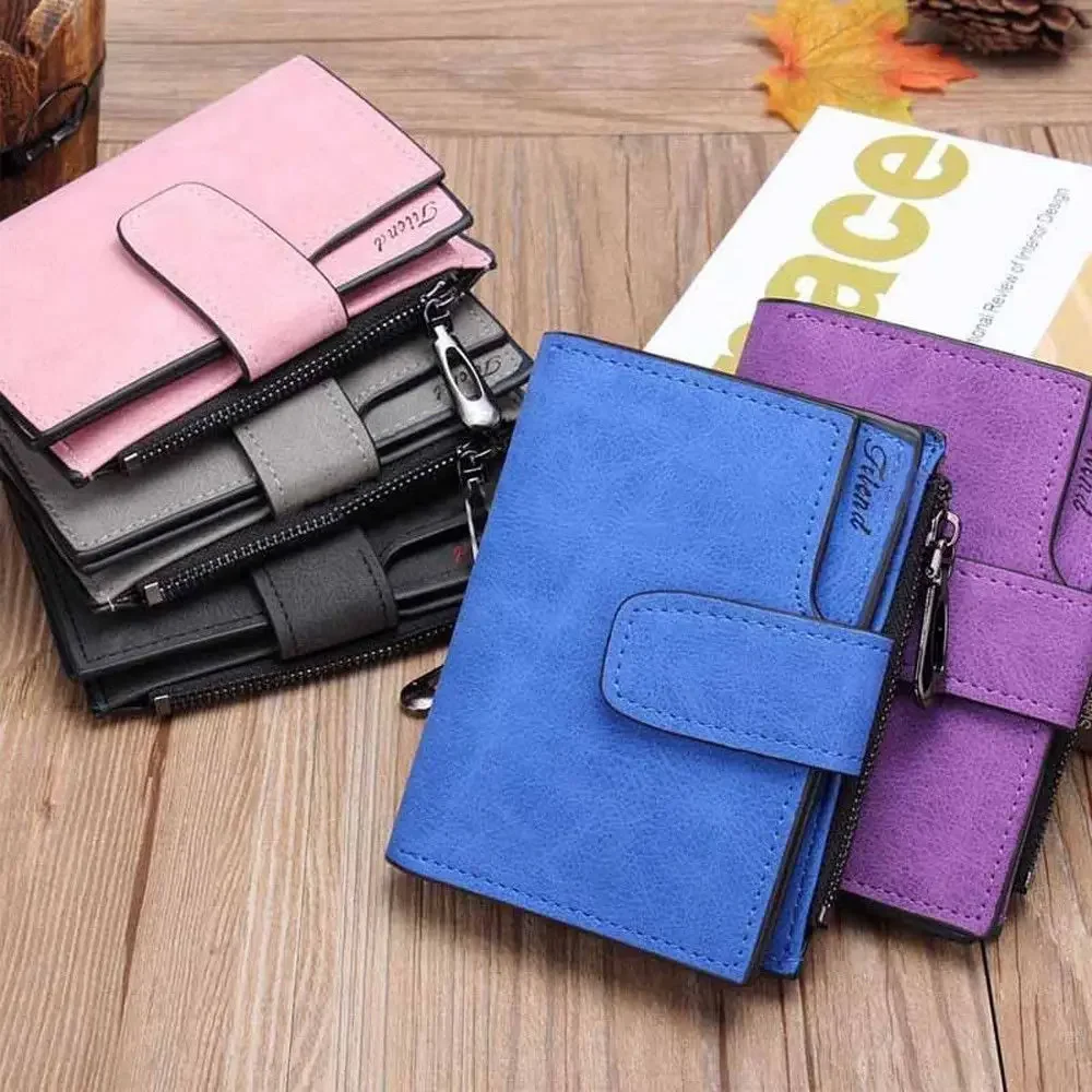 Short Wallet Women's Leather Genuine Small Zip Women's Purse Small Coin ...