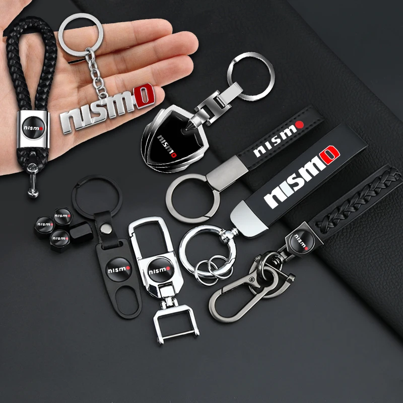 Car-Goods-Metal-Keychain-Leather-Key-Holder-Key-Case-Ring-For-Nissan ...