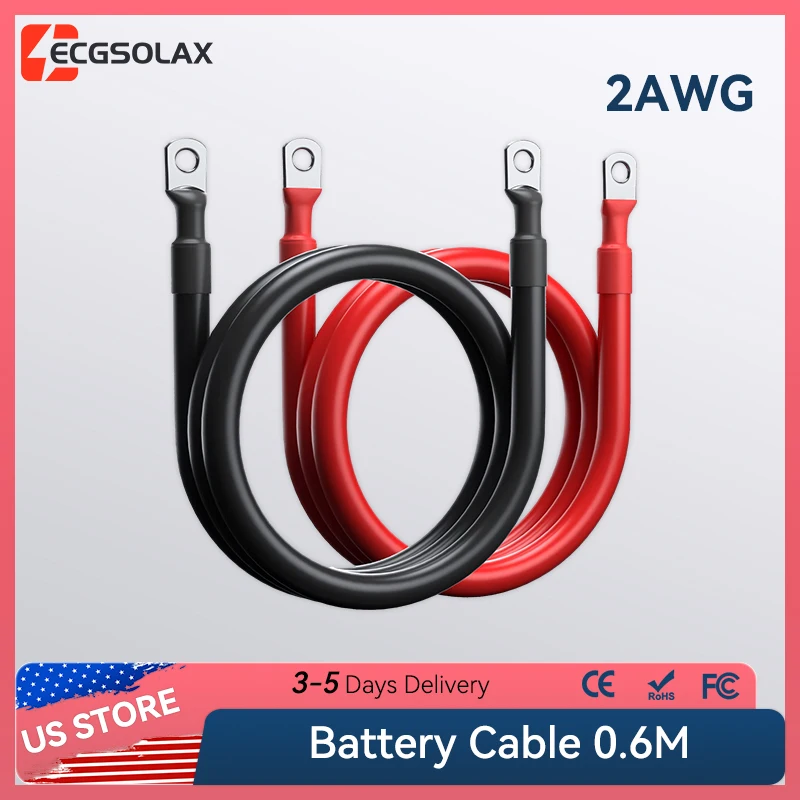 ECGSOLAX 2AWG Soft Battery Connection Cable Stranded Copper Wire With ...