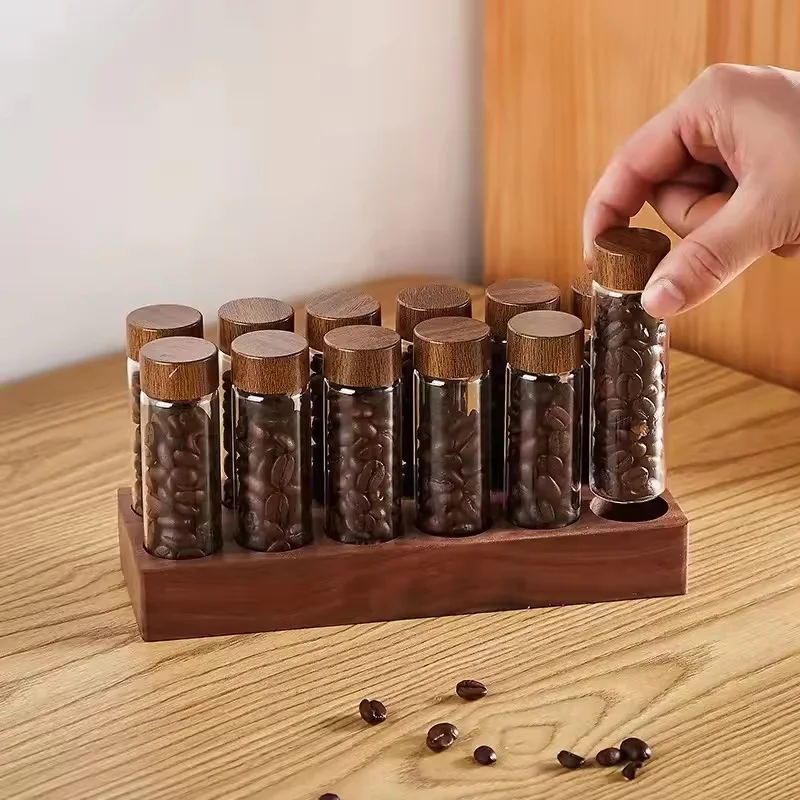Coffee Beans Storage Container Tube Display Rack Tea Bottle Glass ...