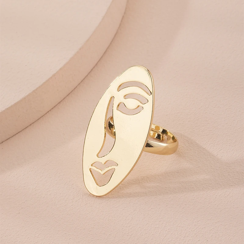 RM037-New-Personality-Hollow-Out-Face-Outline-Alloy-Finger-Ring-For ...