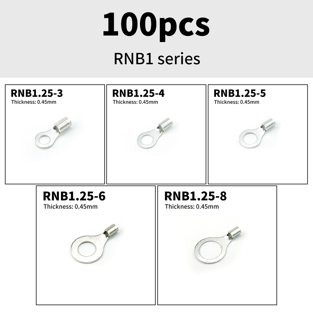 100PCS-Ring-Terminal-Cable-Shoes-Lugs-Brass-Crimp-Terminal-Insulated ...