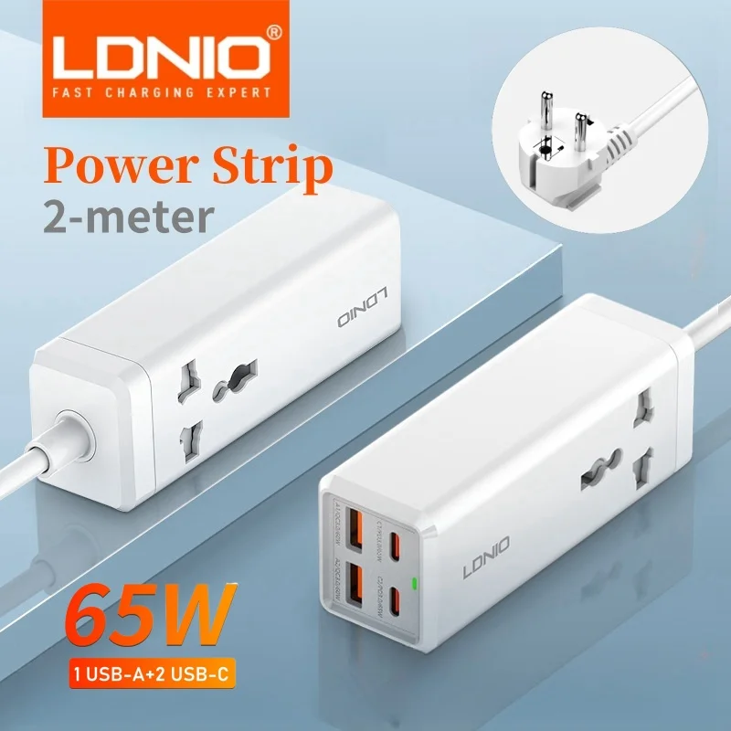 LDNIO-65W-Type-C-Charger-Power-Strip-Outlet-2M-Extension-Cable-4-USB ...