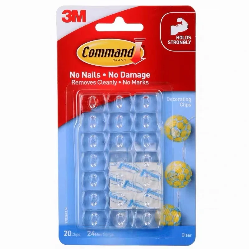 3M Command Decorating Clips Damage-Free Hanging clear plastic hooks ...
