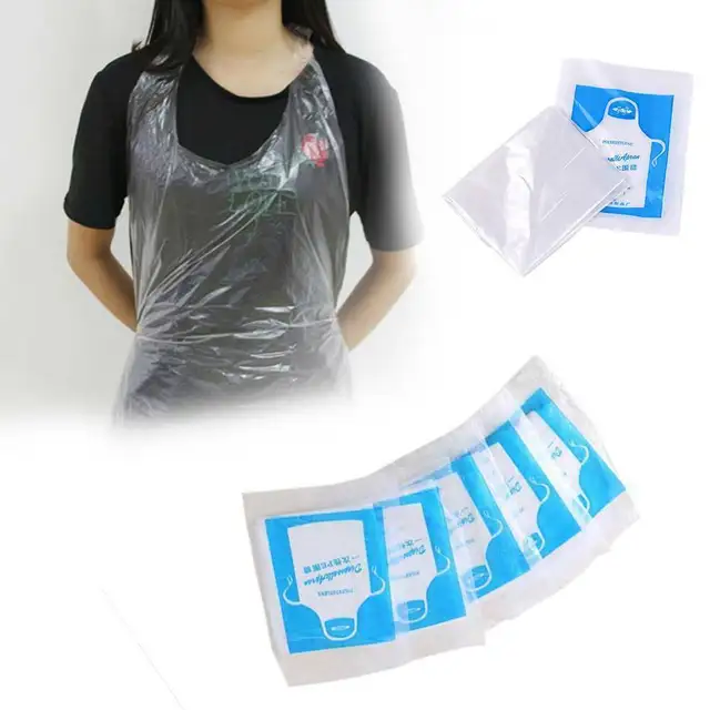 50/100 pcs Disposable Plastic Aprons Eco Flat Pack Protection Body ...