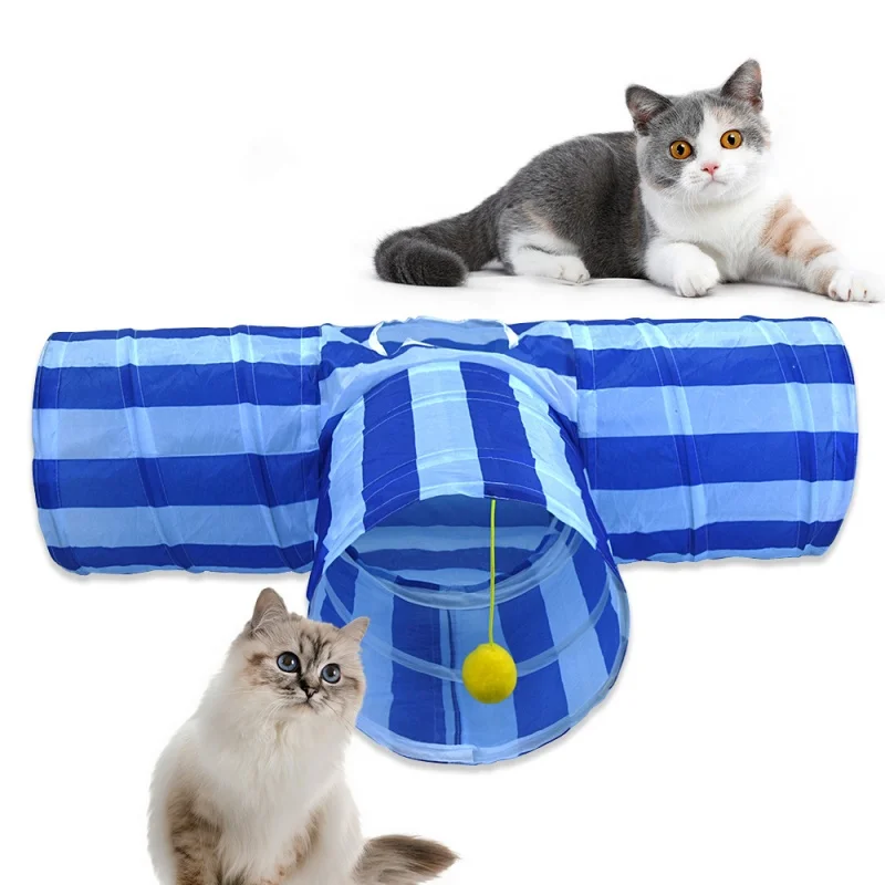 Blue-and-white-T-shaped-cat-channel-cat-runway-cat-drill-through ...