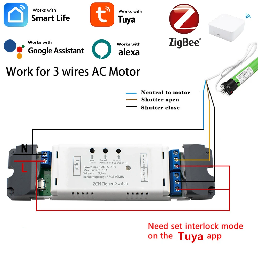 Zigbee Smart Switch Electric Linear Actuator Motor Controller Garage ...