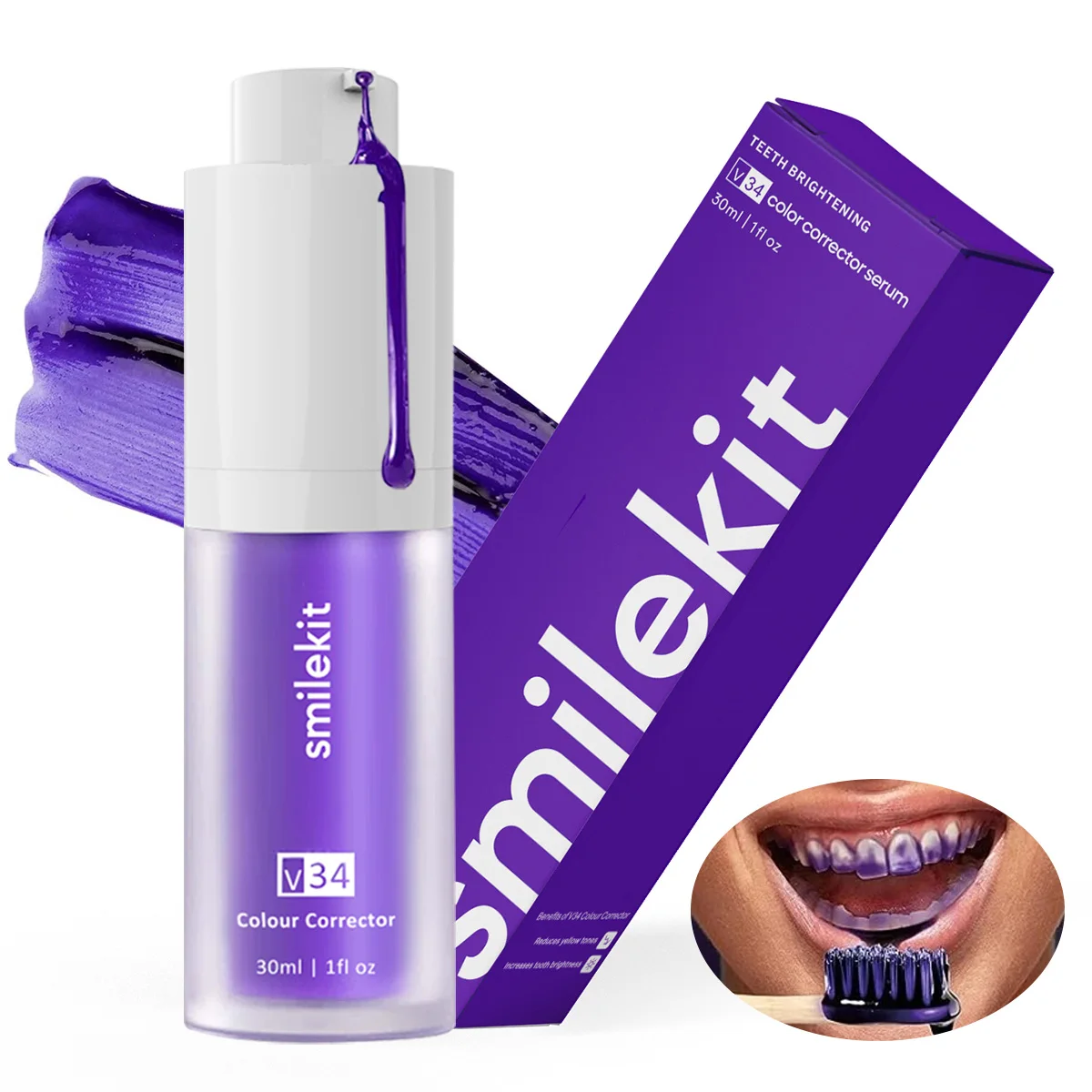 Smile-Kit-V34-Teeth-Whitening-Purple-Toothpaste-Colour-Corrector-Serum ...