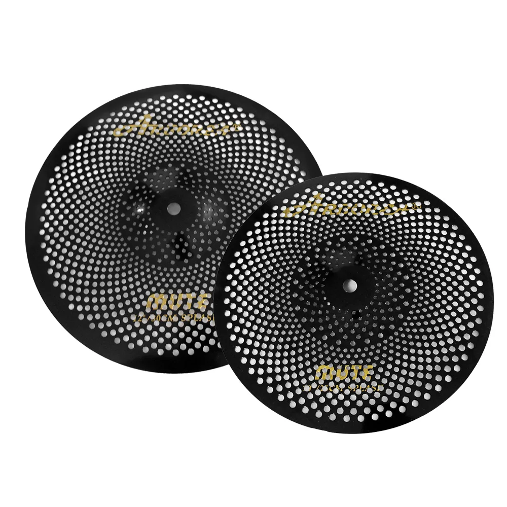 Two-Pieces-Low-Volume-Cymbal-10-inch-Splash-and-12-Splash-Black-Mute ...