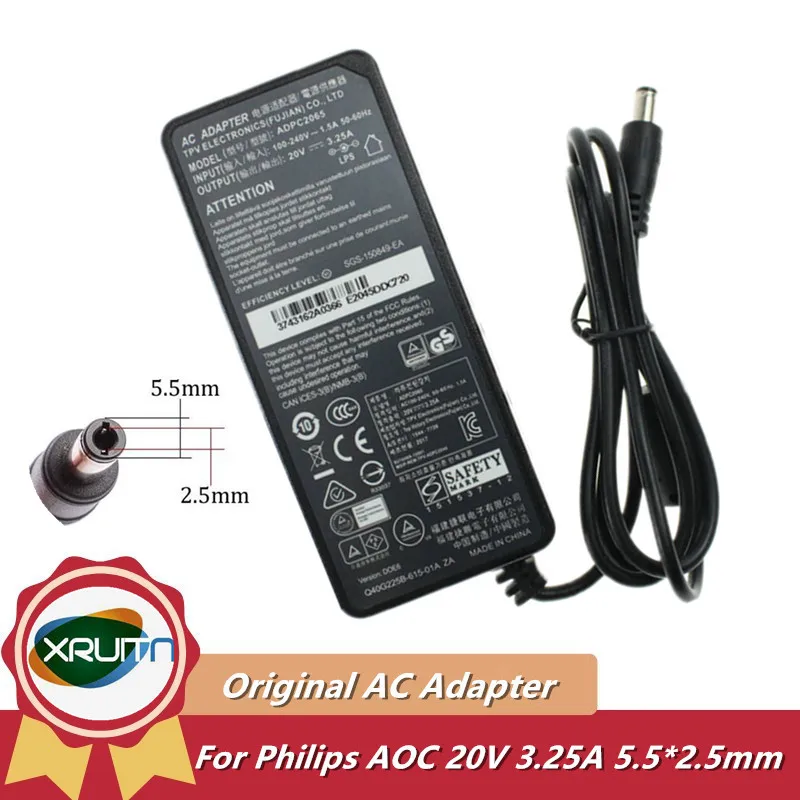 Original TPV ADPC2065 65W 20V 3.25A AC Adapter for MSI Optix G27CQ4 ...