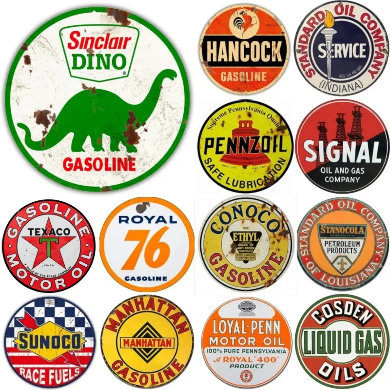 Vintage-Gas-Standard-Motor-Oil-Tin-Signs-Retro-Round-Metal-Sign-for ...