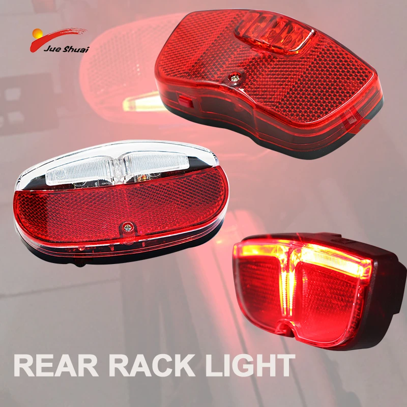 JS Red Rear Rack Light for Bicycle LED Bike Lamp Cycling Tail Light ...