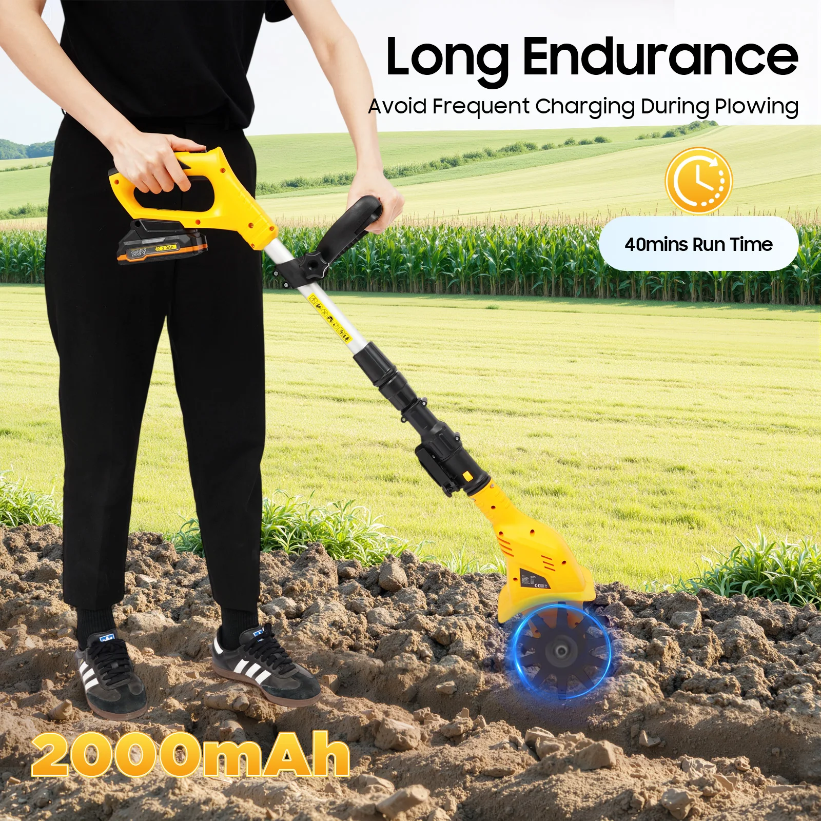 100-240v Battery Powered Tilling Machine, Handheld Electric Tilling ...