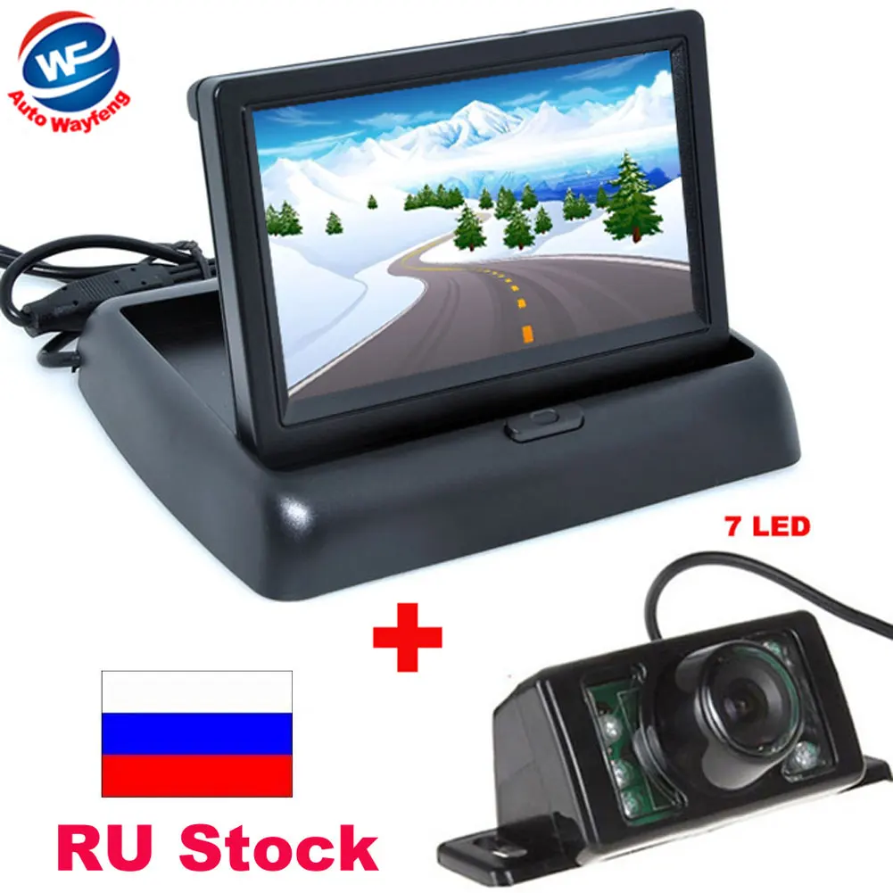 7LED night Car CCD Rear View Camera With 4.3 inch Color LCD Car Video ...