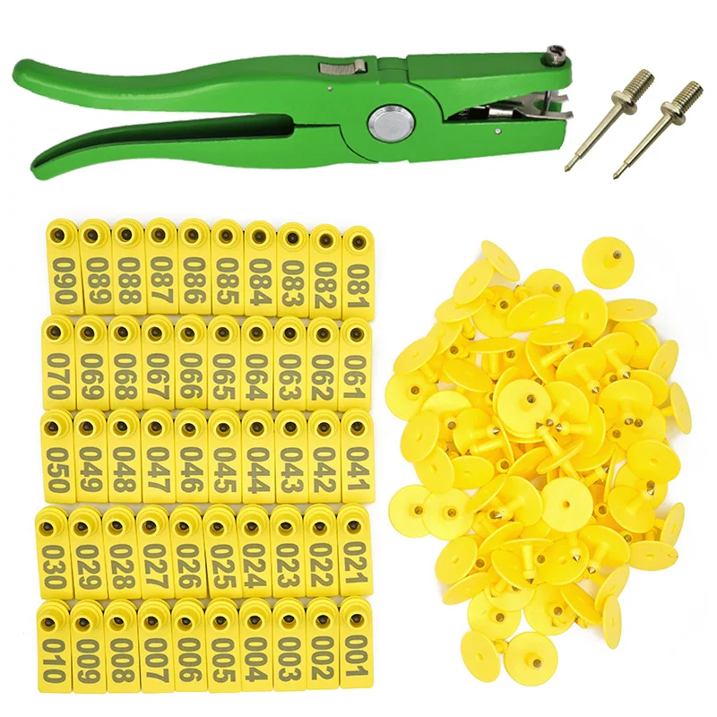 Livestock Animal Ear Tag Pliers Ear Cards with Number 001 100 Ear Tags ...