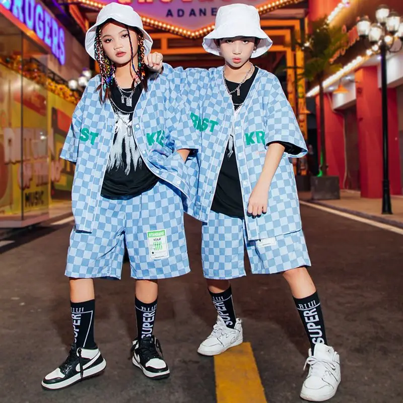 Children-Street-Dance-Clothes-Girls-Denim-Plaid-Kpop-Outfit-Jazz ...