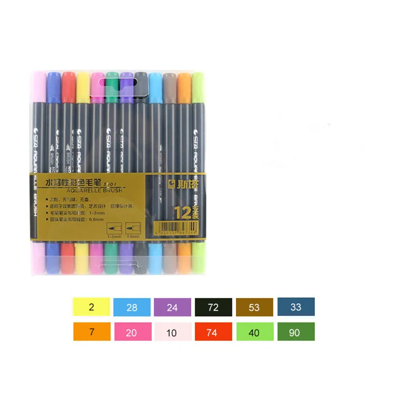 1PC Dual Tip Soft Head Brush Marker Pens Fineliner Pens Watercolor ...
