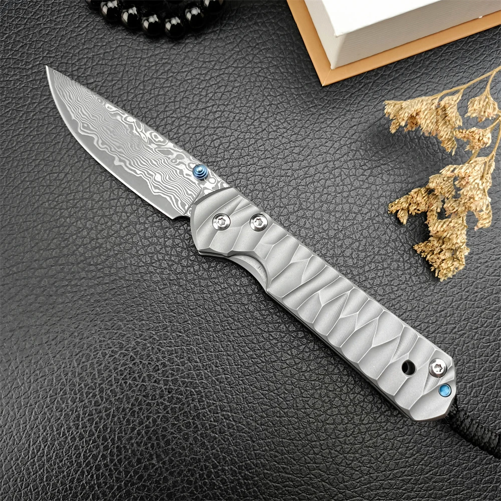 Pocket-Folding-Knife-High-Quality-Damascus-Blade-Titanium-Handle-Knife ...