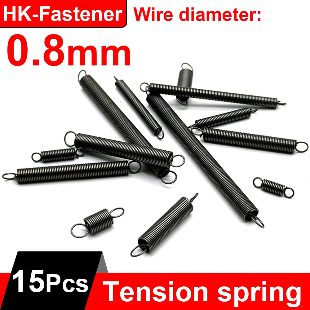 15Pcs/Lot WD 0.8mm Dual Hook Tension Spring Pullback Spring Extension ...