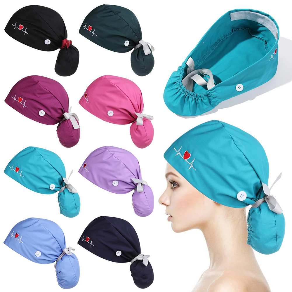 Women & Men Working Cap With Button Adjustable Long Hair Cap Ponytail ...