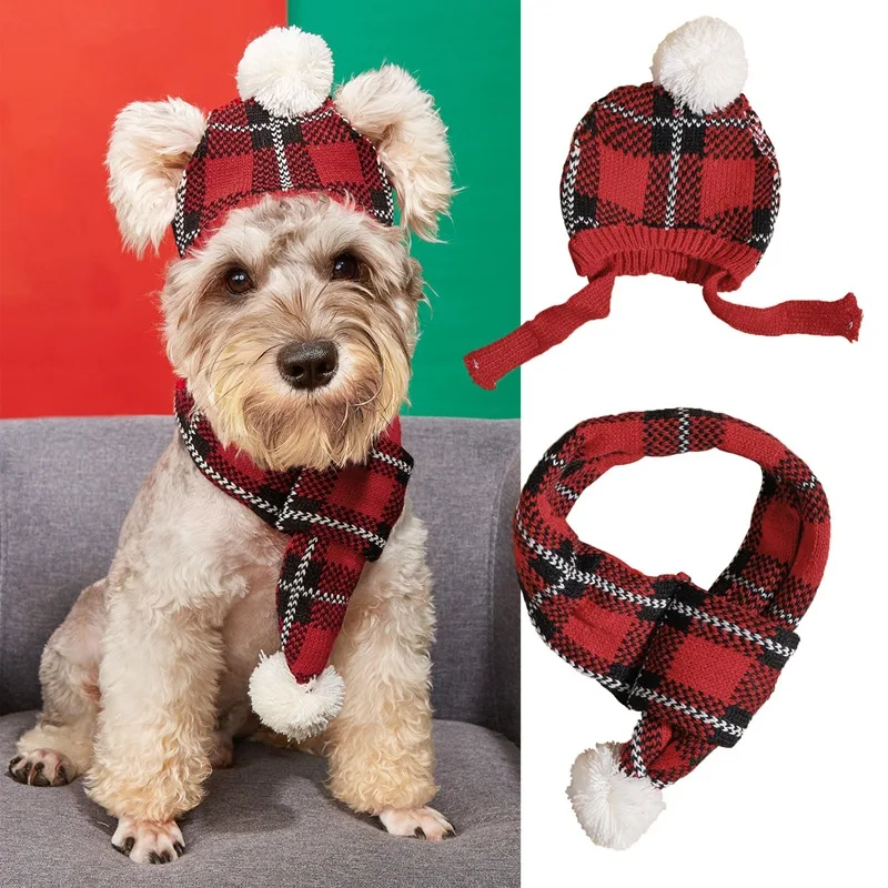 2024 New style cute warm multicolor pet scarf dog christmas dog neck ...