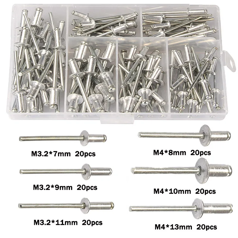 120pcs-Aluminium-Pop-Blind-Rivets-M3-2-M4-Dome-Head-Blind-Rivet-Steel ...