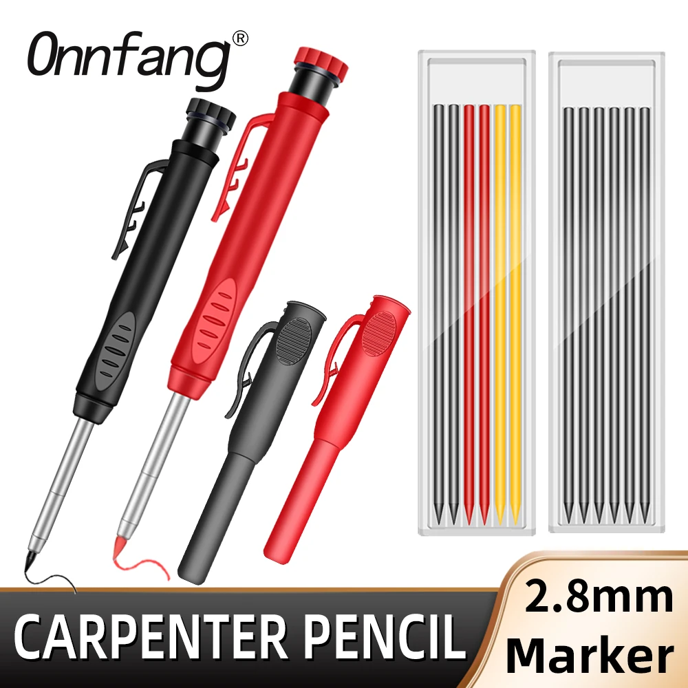 Onnfang Solid Carpenter Pencil Deep Hole Marking Pencil Scriber Refill ...