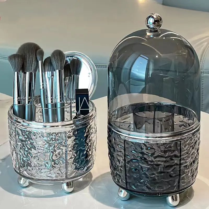 Clear-Makeup-Brush-Holder-with-Lid-360-Rotating-Dustproof-Makeup ...