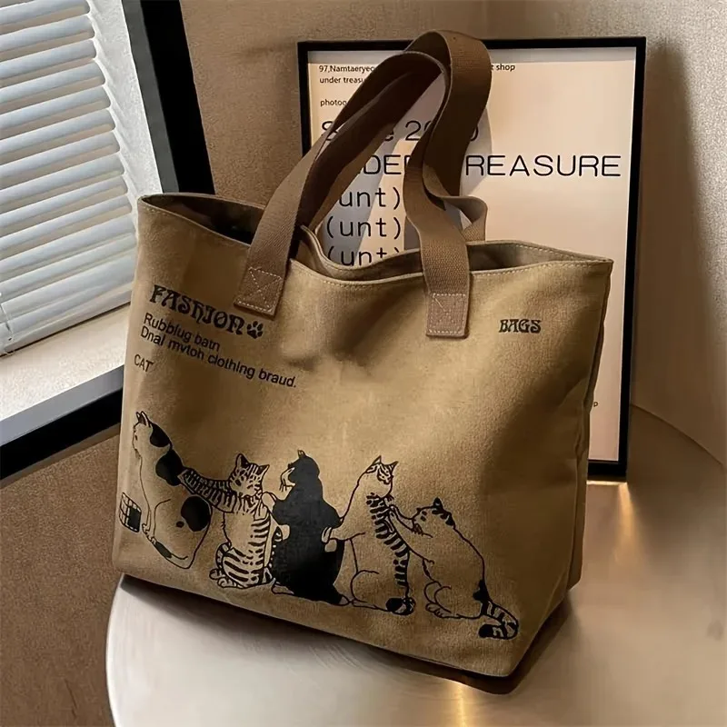 Women's Canvas Tote Bag Fashionable Spacious Durable Shoulder Bag with ...