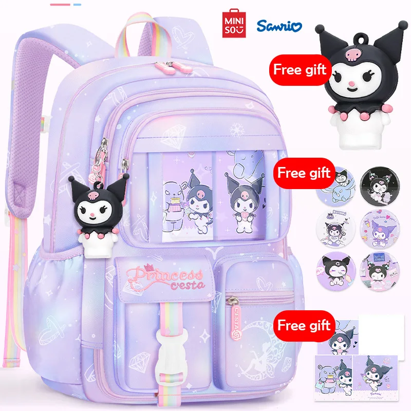 MINISO-Senrio-Kuromi-mochila-Kawaii-para-estudiantes-Bolsa-Escolar-con ...