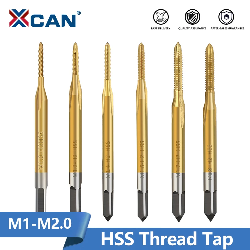 XCAN Screw Tap Drill Titanium Coated Machine Plug Tap M1-M1.8 Hand ...