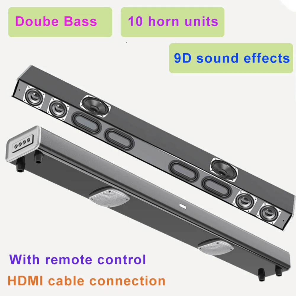 Home Theater Echo Wall TV Soundbar with 10 Sound Units Double Subwoofer ...
