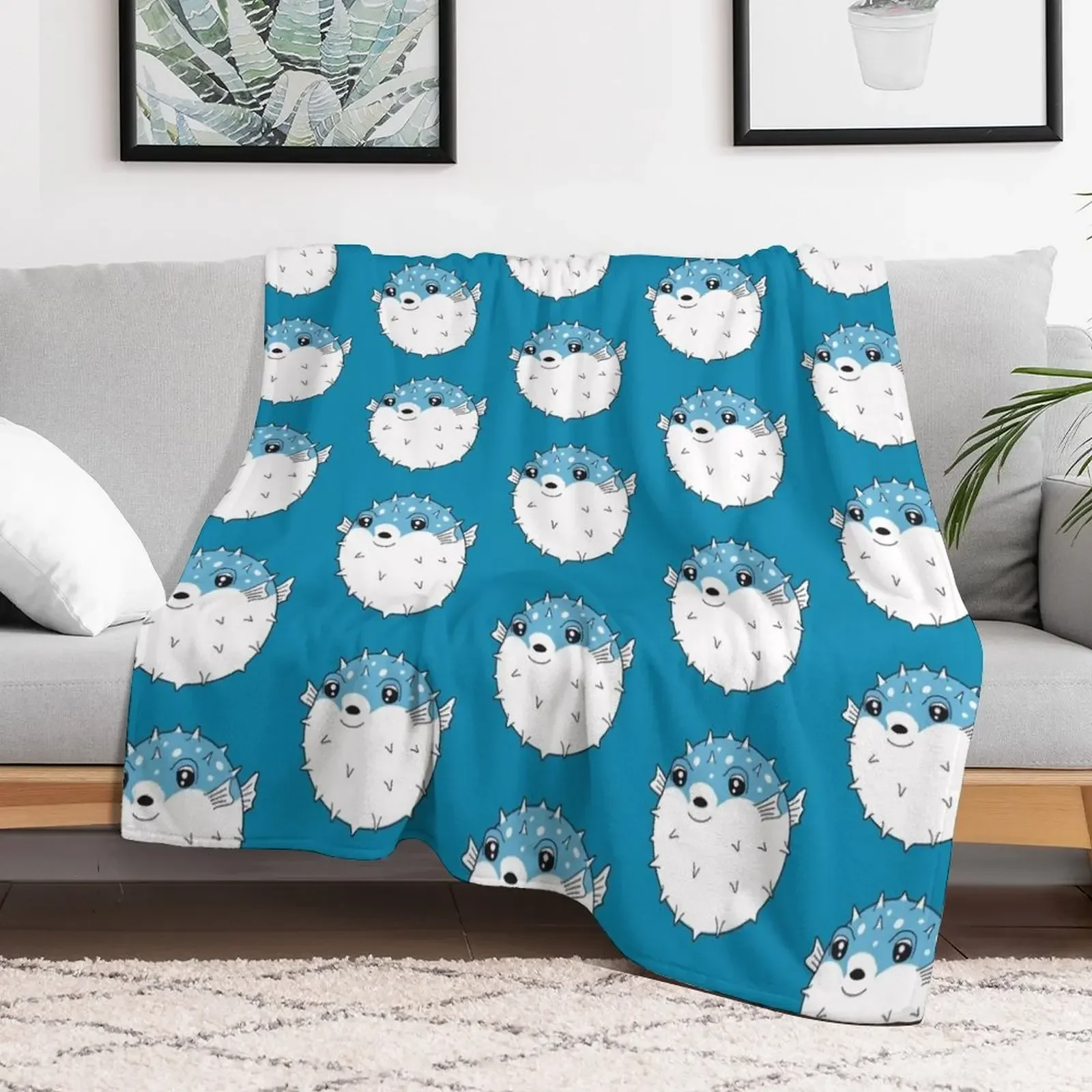 Fugu puffer fish Throw Blanket Loose Sofa Throw Blankets Decorative ...