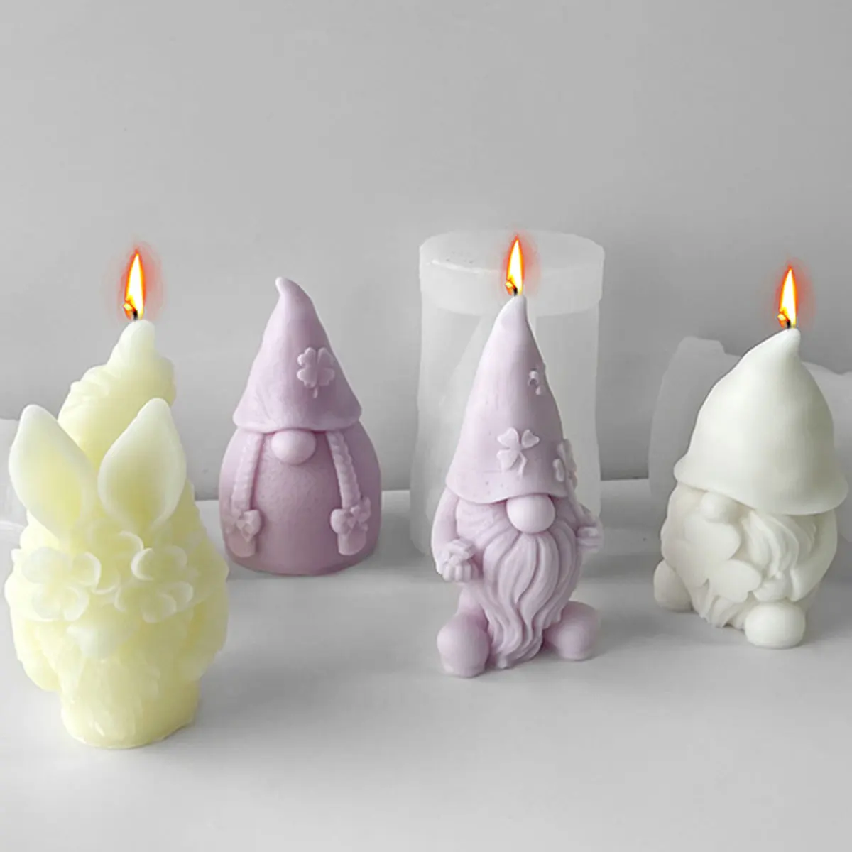 Bearded Dwarf Candle Silicone Mould Rabbit Ear Midget Soap Resin ...