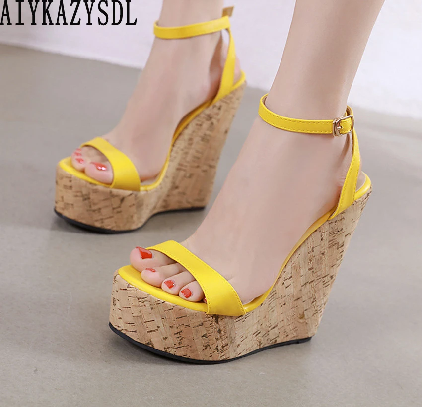 Yellow Wedges Heels
