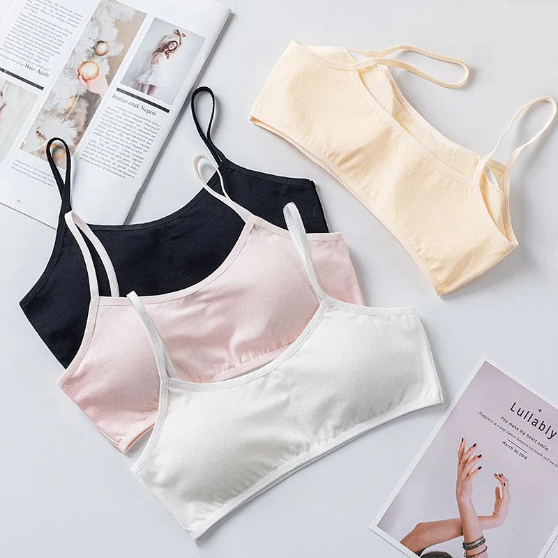 Kids Young Girls Solid Soft Cotton Bra Girls Full Cup Breathable ...