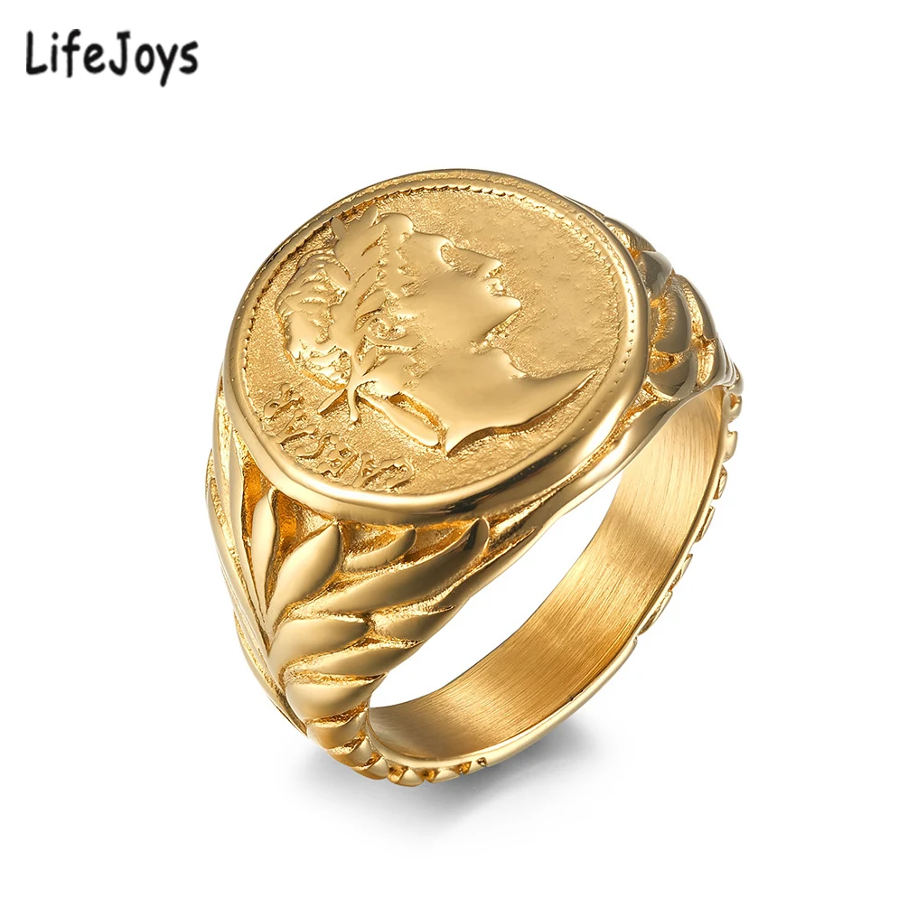 Caesar-Ring-Gold-Men-Stainless-Steel-Roman-Emperor-Coin-Ring-Caesar-Signet-Vintage-Jewelry ...