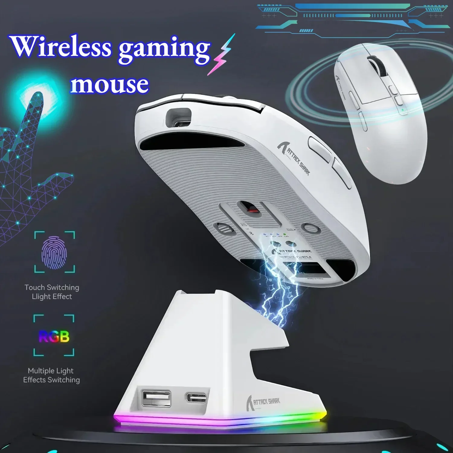 New Attack Shark X11 Mouse Lightweight PAW3395 Gaming Tri-Mode Wireless ...