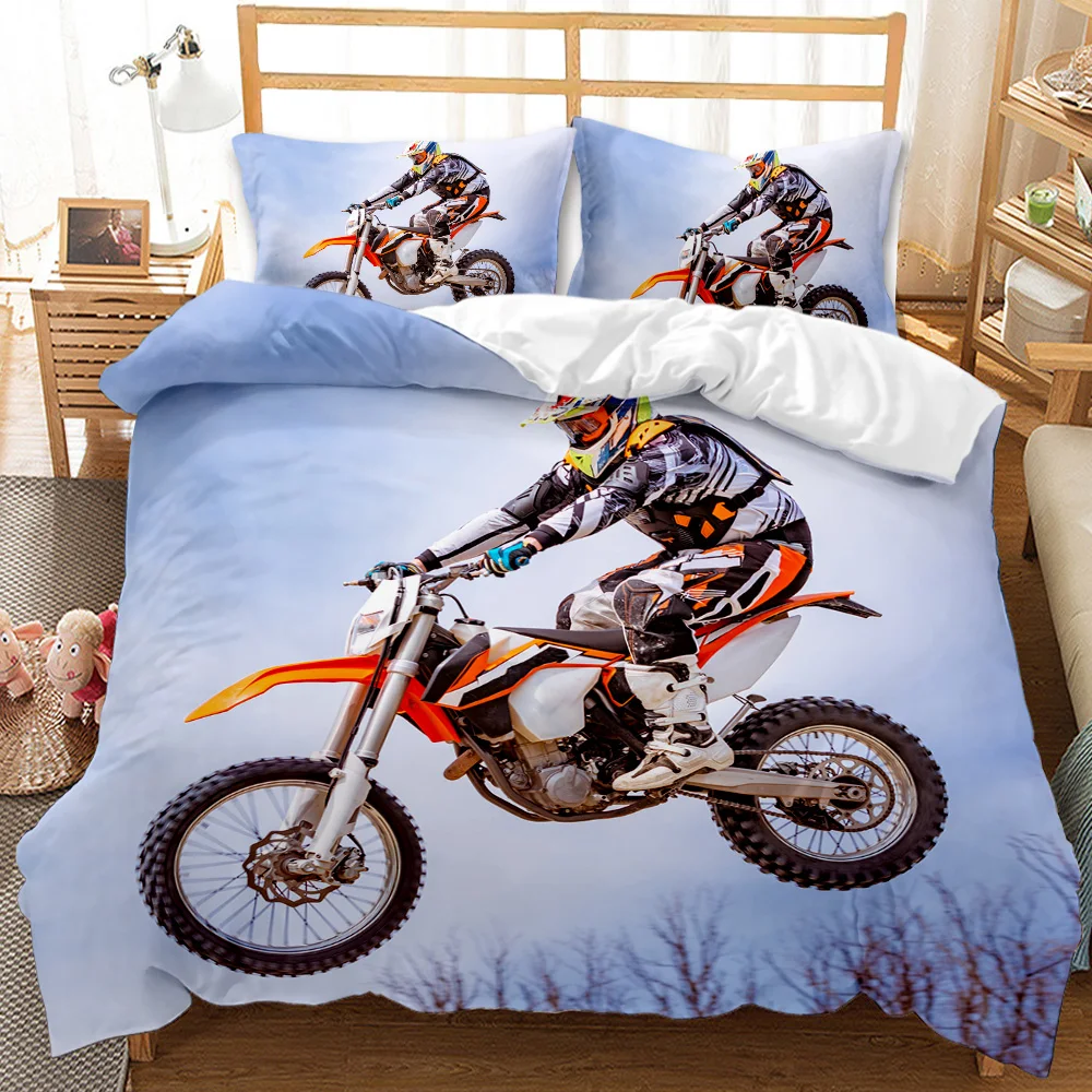 Motorbike Duvet Cover Set Motocross Rider Racing Motorcycle Dirt Bike ...