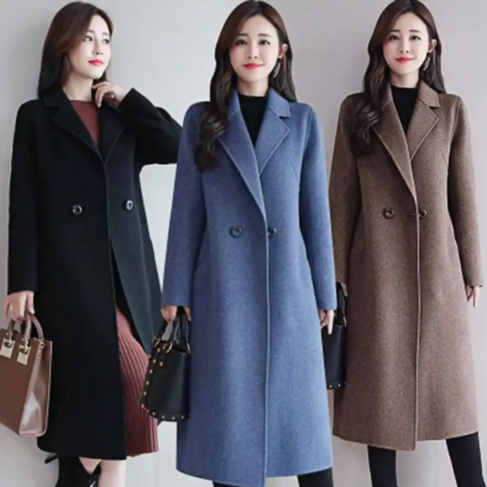 Women-Elegant-Long-Wool-Coat-Blue-Classic-Korean-Woolen-Overcoat ...