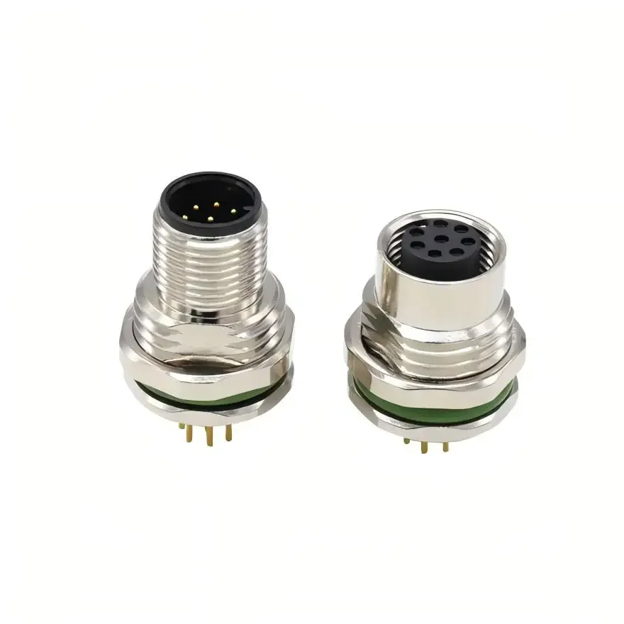 M12-4Pin-D-Code-Female-180-degree-Panel-Mount-PCB-Type-Front-Fastened ...