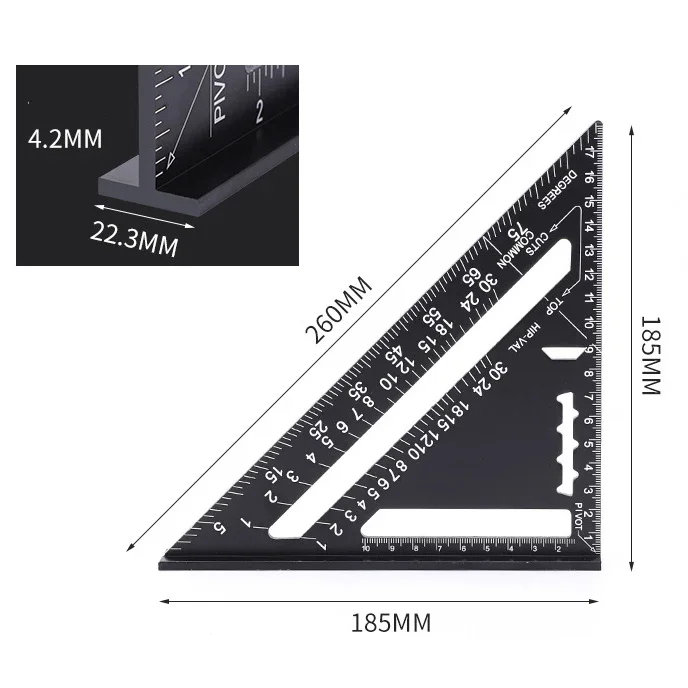 Triangle-Ruler-18-30CM-Aluminum-Alloy-Angle-Protractor-Speed-Metric-Square-Measuring-Ruler-For ...
