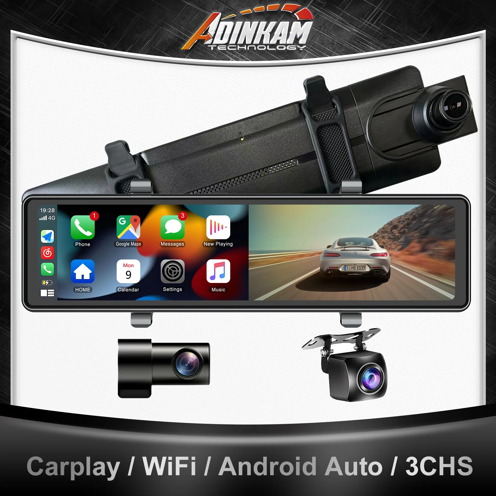 11-26-Inch-Carplay-Android-Auto-Streaming-Media-Mirror-Dashcam-ADINKAM ...