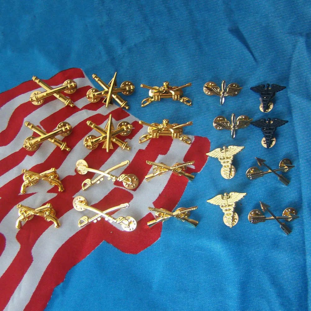 Military-1Pair-Us-Army-Collar-LAPEL-Insignia-Cavalry-Air-Force-Medical ...