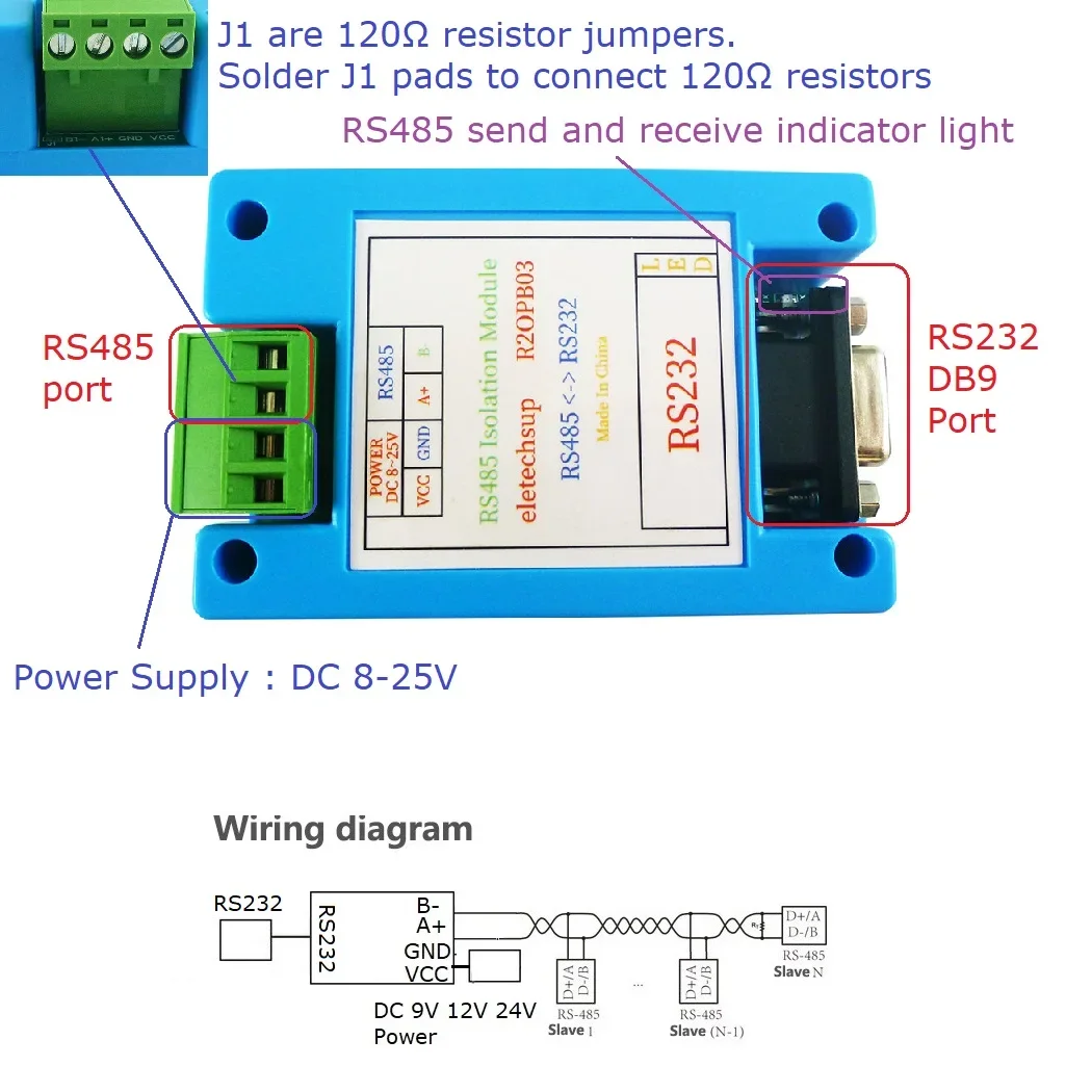 R2OPB03-RS485-to-RS232-Isolator-Converter-PC-STM32-MCU-Development ...