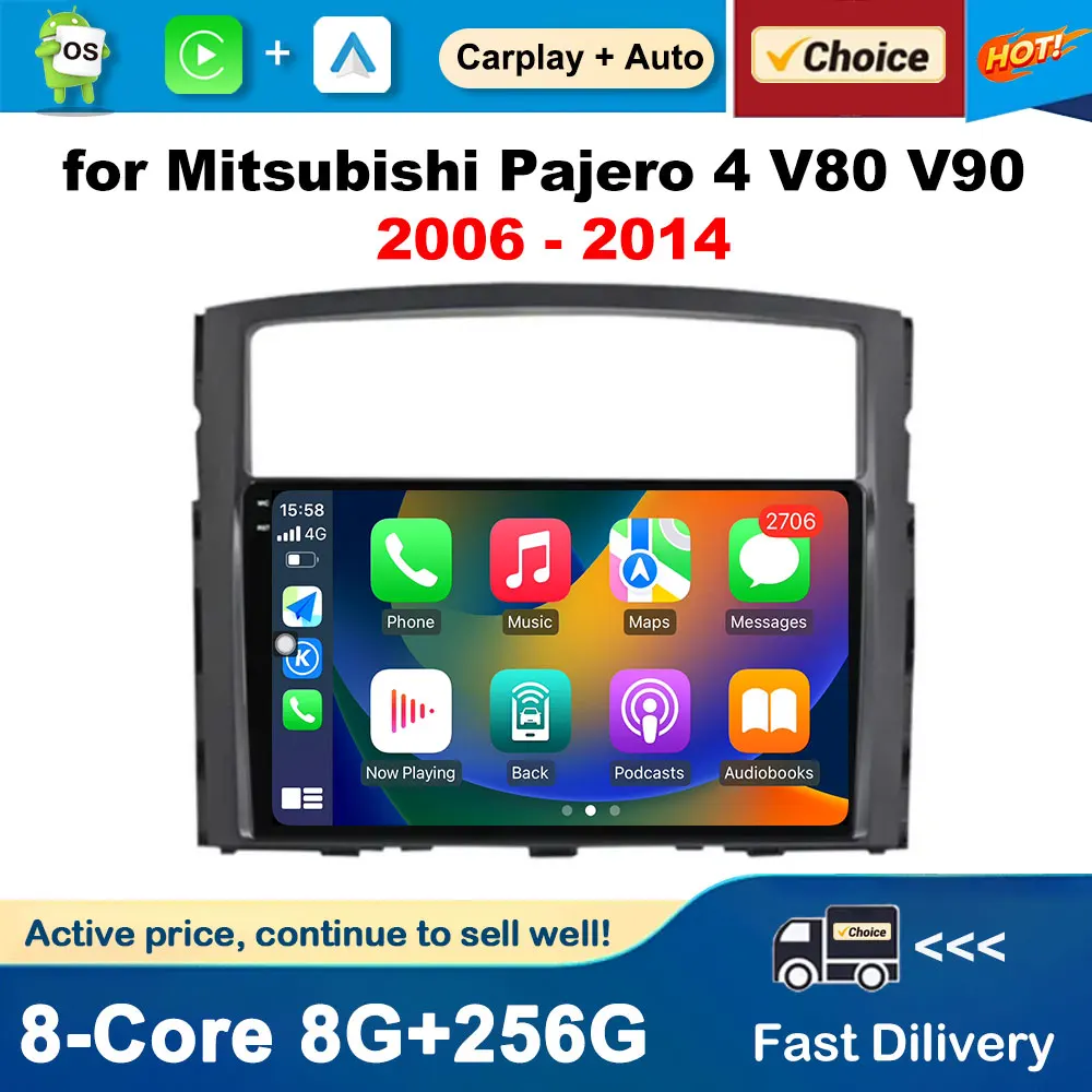 Android-Auto-GPS-Navigation-9-inch-for-Mitsubishi-Pajero-4-V80-V90-2006 ...