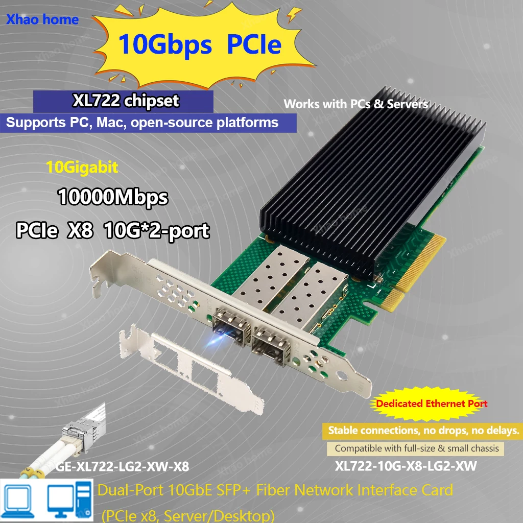 X722 chip 10g porta dupla sfp + placa de rede de servidor de fibra ...