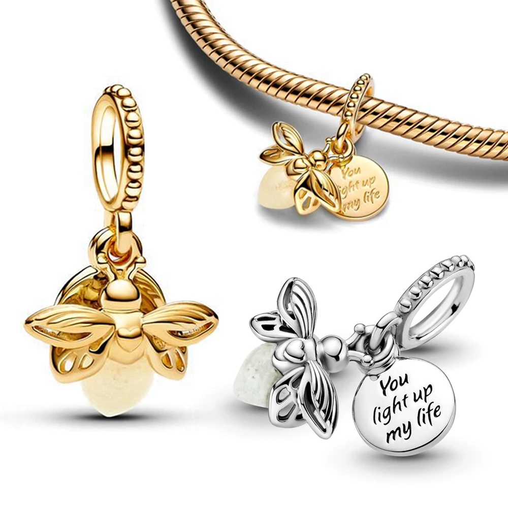Gold-Plated-Glow-in-the-dark-Firefly-Dangle-Charm-Fit-Original-Pan ...