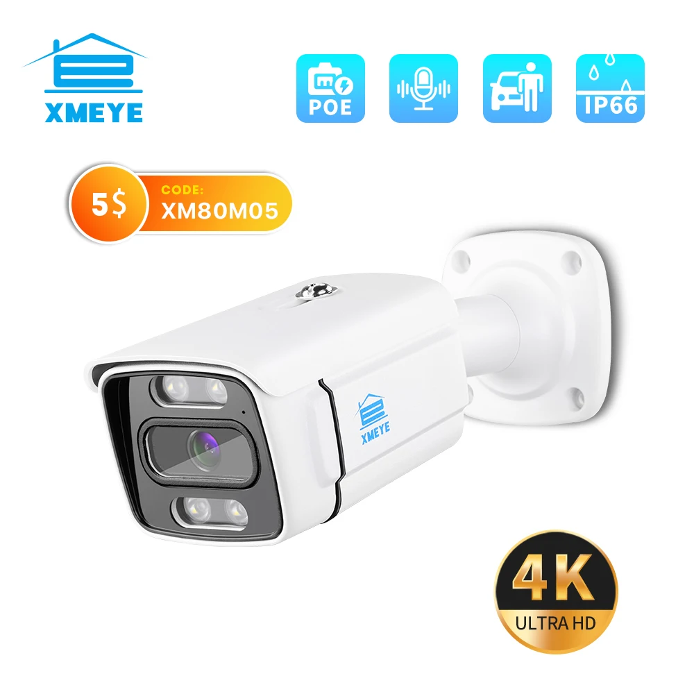 Xmeye 4k 8mp Poe Ip Camera Two-way Audio & Dual Light Source Cctv ...